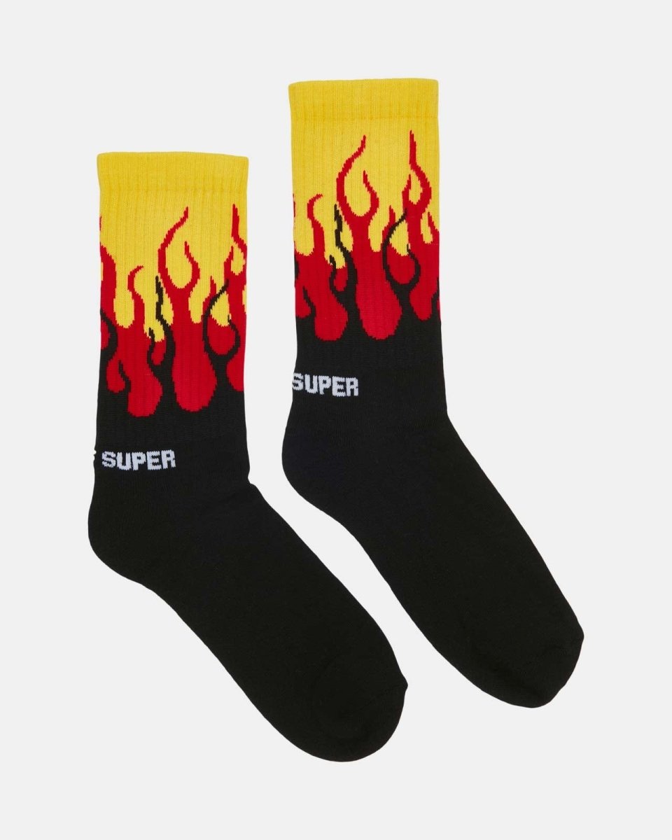 Red and Yellow Double Flames Socks | Vision of Super